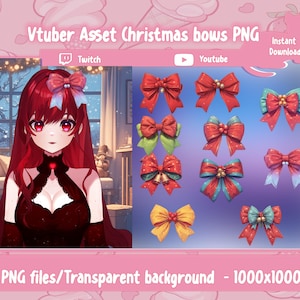 Christmas Bows Vtuber Assets, 2D Stream Decoration (digital Download ...