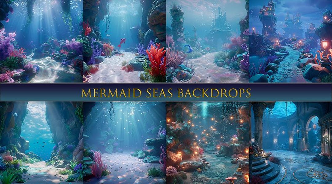 Little Mermaid Backdrops, Backgrounds Digital Art, Beautiful - Etsy