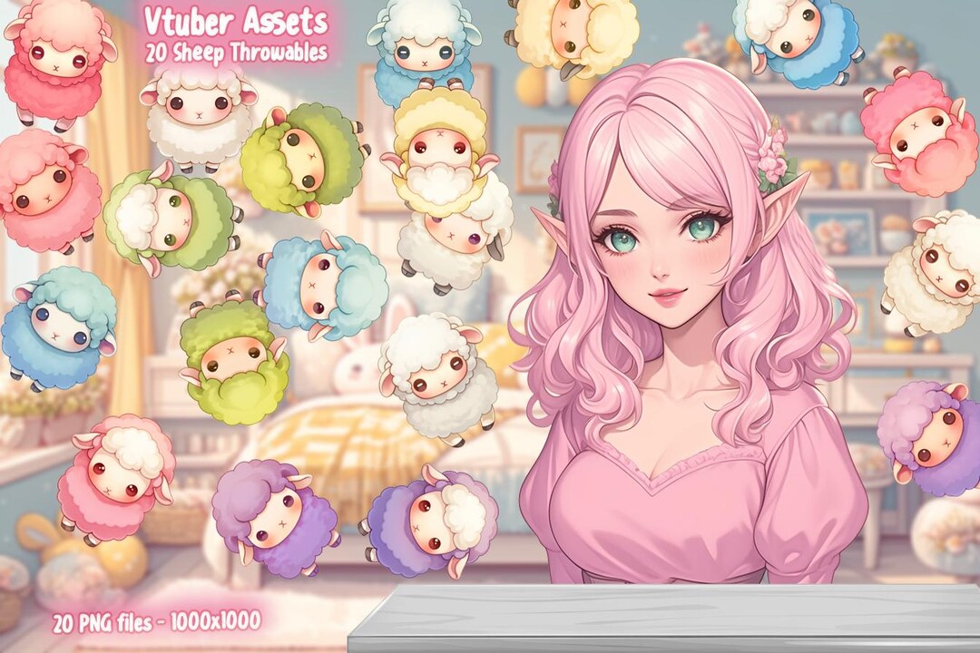 Chibi Sheep Vtuber Throwable Assets: Stream Decoration (digital ...