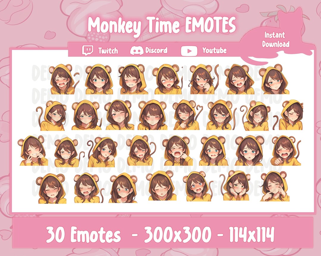 Monkey Time , Cute Girl Emotes Style , Discord, Twitch Download Digital ...