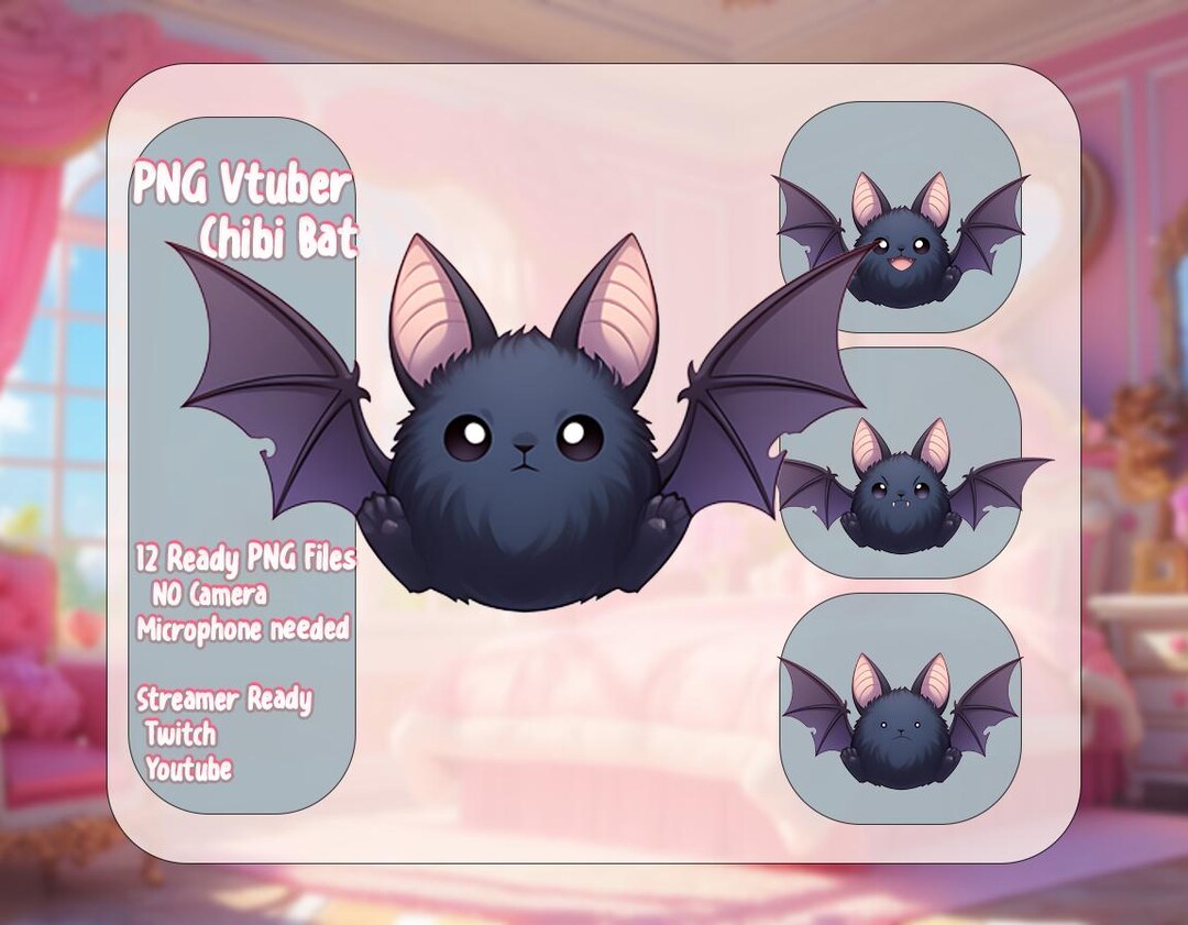 Chibi Bat PNG Tuber – 12-pack Vtuber Streaming Asset (digital Download ...