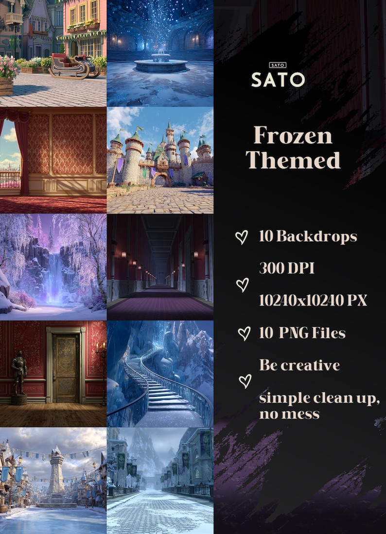 Frozen Theme Digital Backdrops, Fairytale Castle, Winter Scenes (300 ...