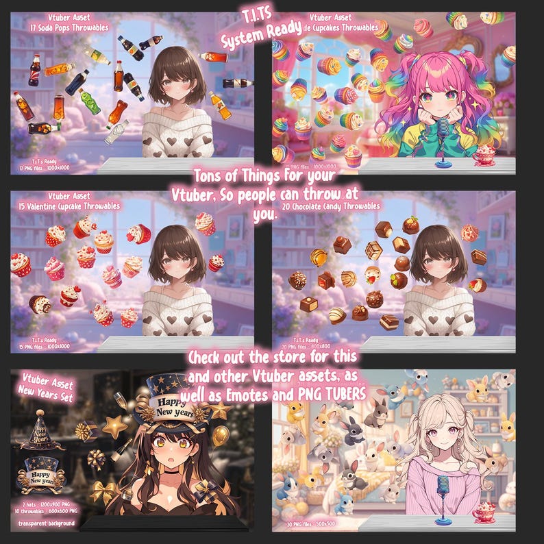 20 Kawaii Things to Throw, Vtuber Throwable Assets, Transparent ,2D Digital Assets ,digital ...