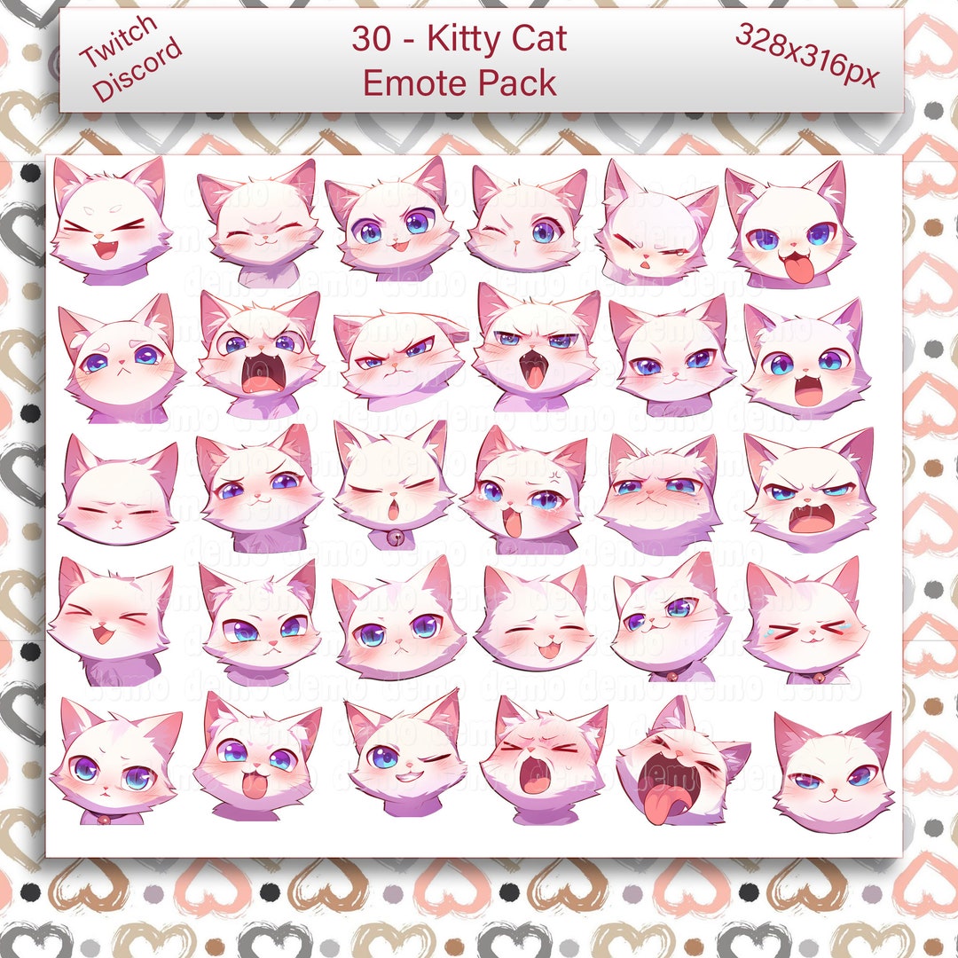 30 Kitty Cat Emotes, Discord, Twitch Download Digital, Ready to Use ...