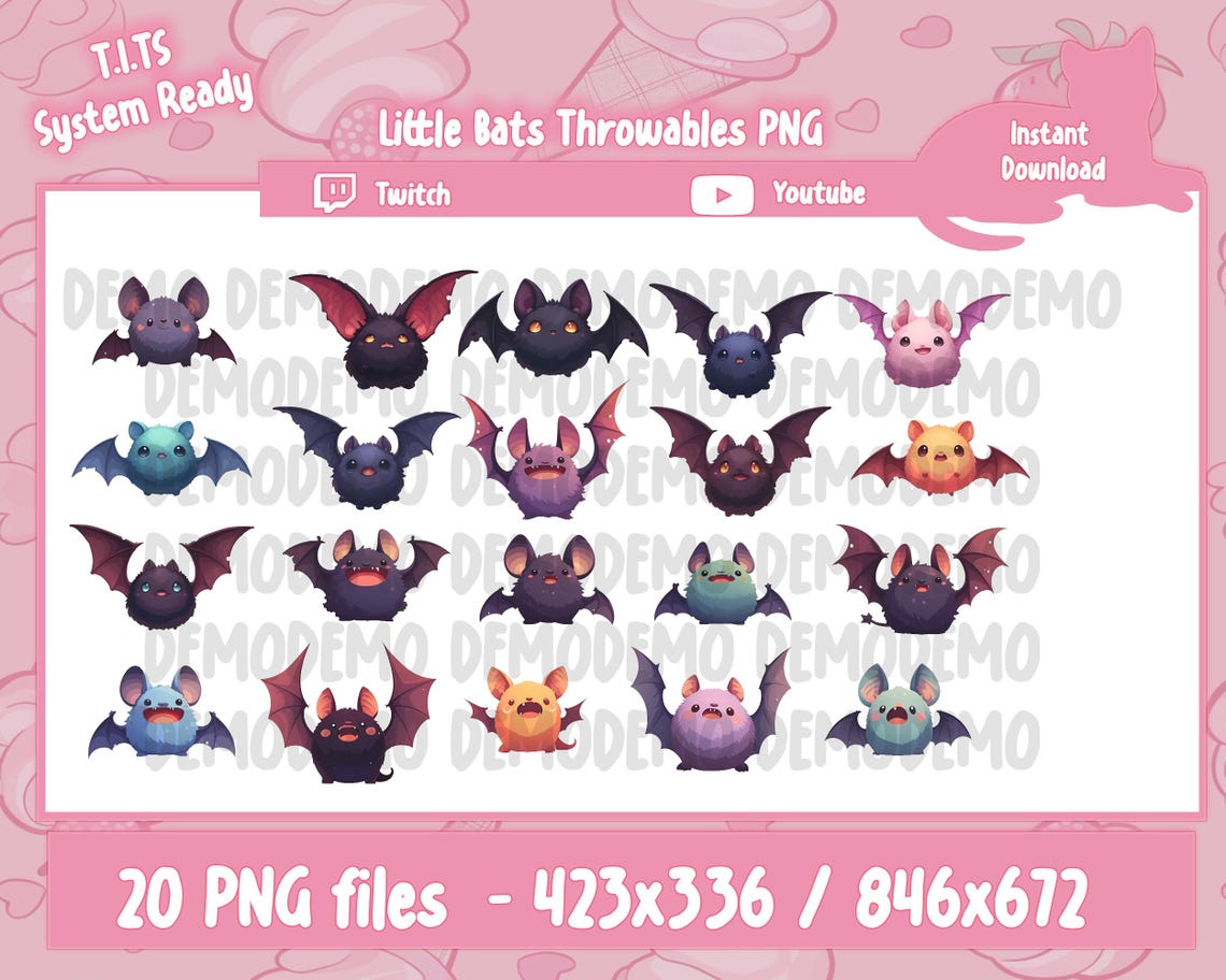 Little Bats Vtuber Throwable Assets, Transparent ,2D Digital Assets,digital Download, Stream ...
