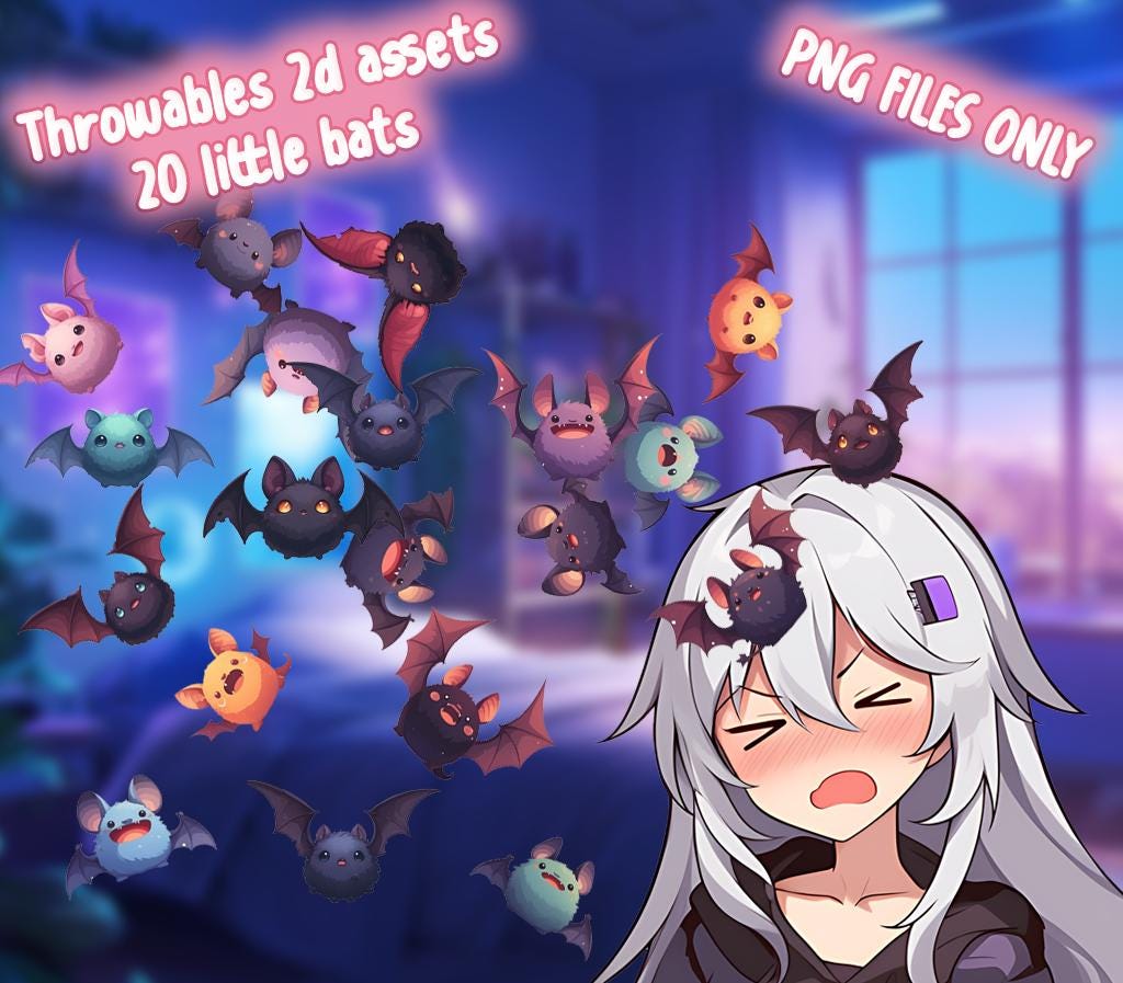 Little Bats Vtuber Throwable Assets, Transparent ,2D Digital Assets,digital Download, Stream ...