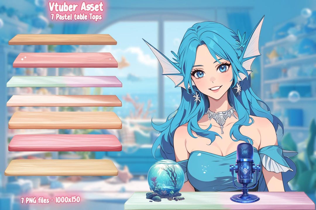 7 Pastel Table Tops , Vtuber Assets PNG, Transparent ,2D Digital Assets ...