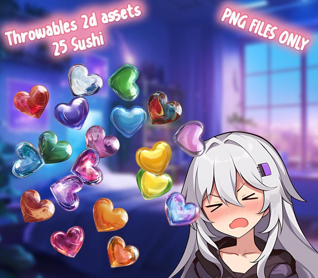 Glass Heart Vtuber Throwable Assets, Stream Decoration (digital ...