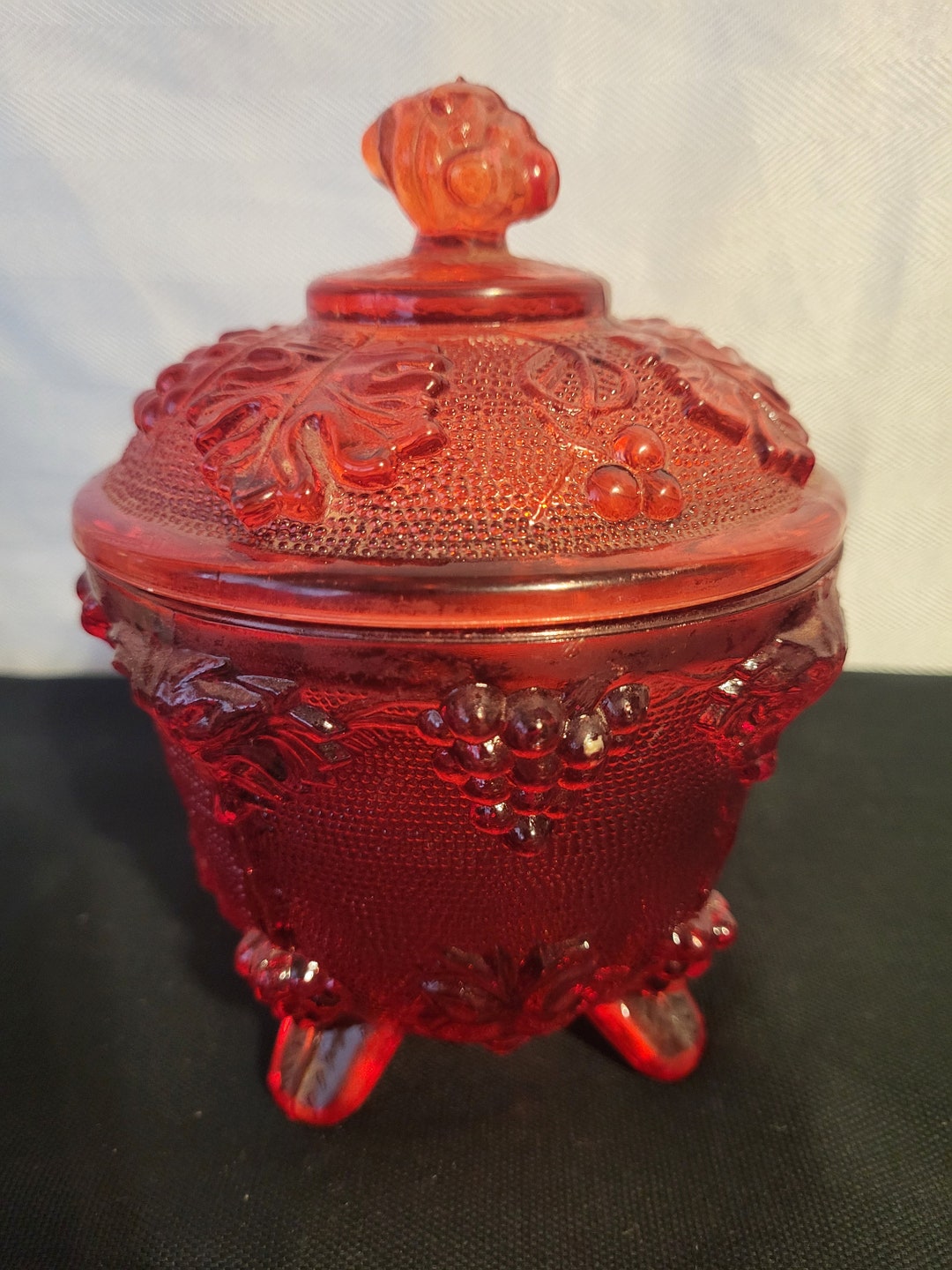 Jeanette Glass Ruby Red Footed Candy Dish - Etsy
