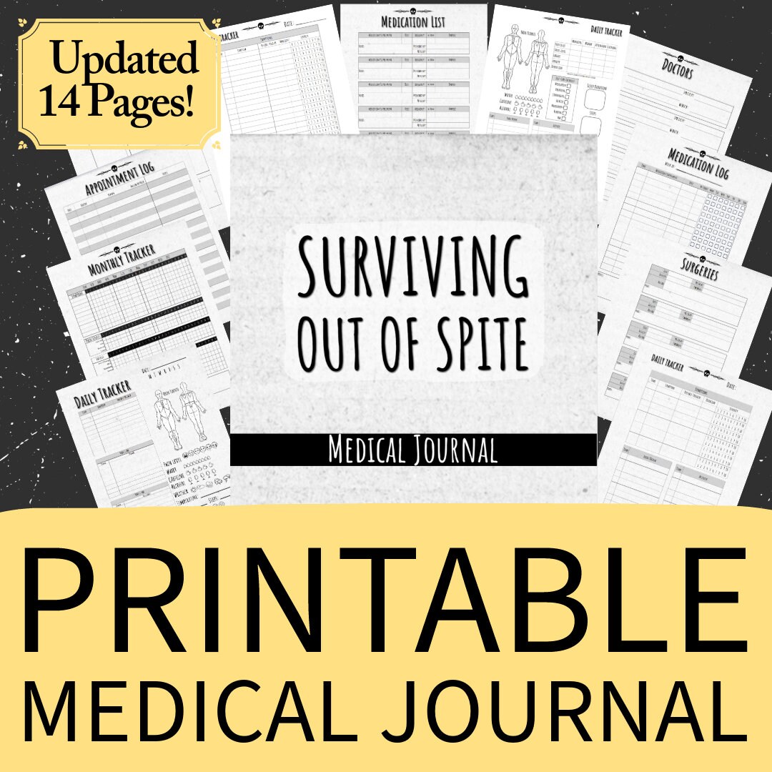 Surviving Out of Spite Fillable and Printable Medical Health Journal ...