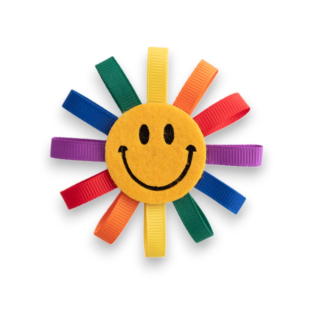 Summer Crystal Rainbow Ribbons Smiley Face Hair Clip for Girls - Etsy