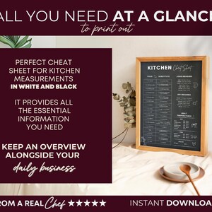 Printable Kitchen Cheat Sheet, Cooking Times Chart, Kitchen Guide ...
