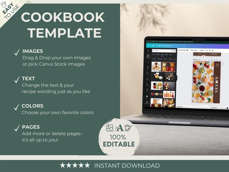 Cookbook Recipe Template Editable, Canva Recipes, Customizable Recipe ...