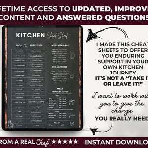Printable Kitchen Cheat Sheet, Cooking Times Chart, Kitchen Guide ...