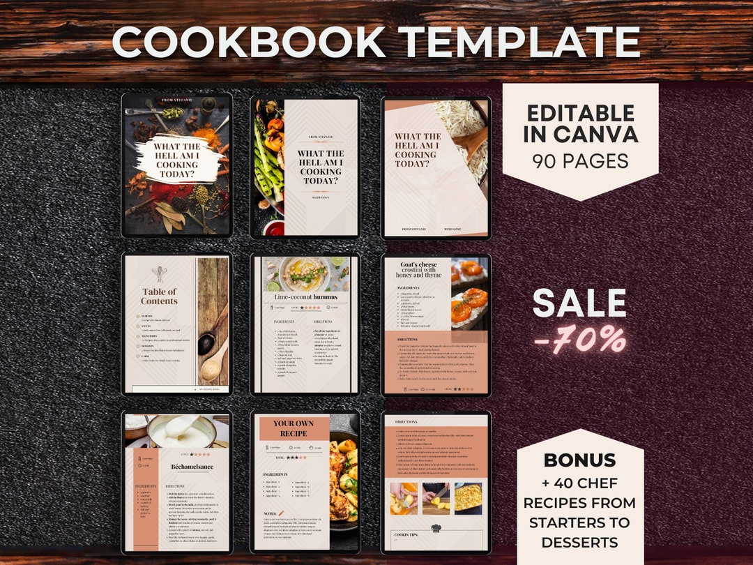 Canva Cookbook Template, Cookbook Recipe Template Editable, Canva ...