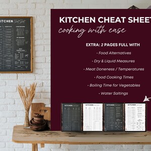 Printable Kitchen Cheat Sheet, Cooking Times Chart, Kitchen Guide ...