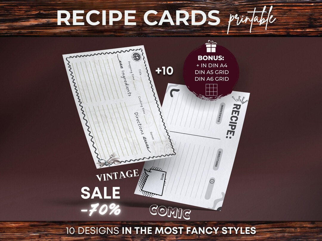Fancy Recipe Cards Printable, Unique Recipe Cards Design, Recipe Card ...