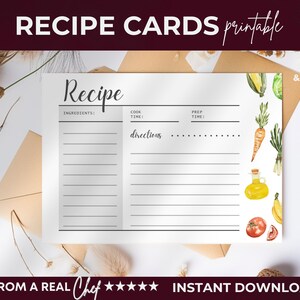 Recipe Card for Handwritten Recipes, Recipe Binder Pages, Printable ...