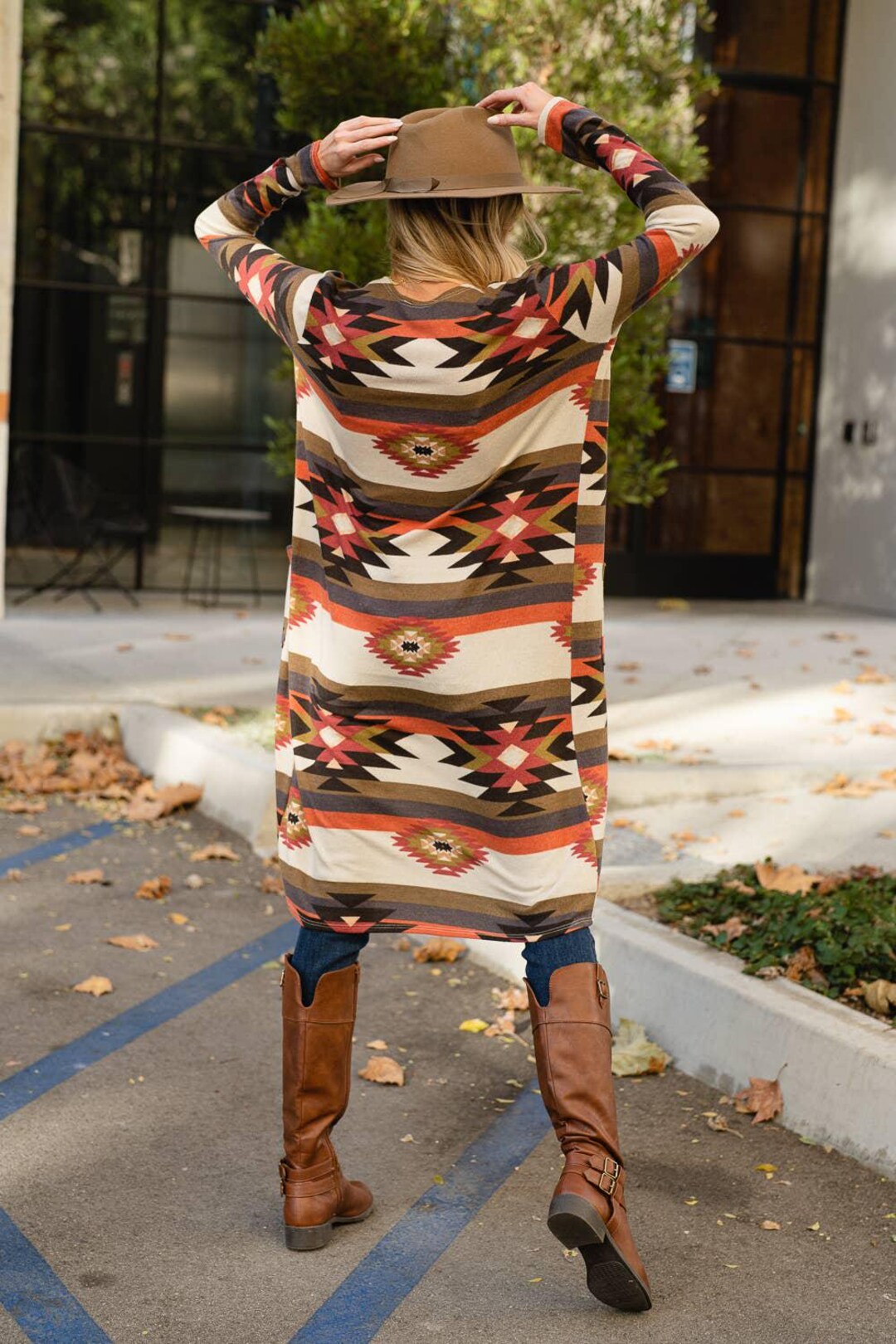Aztec Pattern Long Cardigan in Neutral Cream-and-brown Palette - Etsy