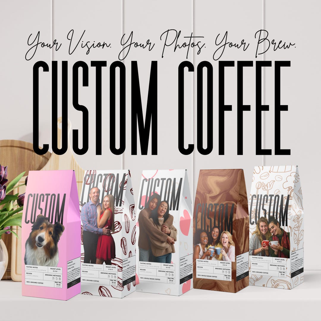 Personalized Coffee Gift, Custom Photo & Text Coffee Bag, Unique Gift ...