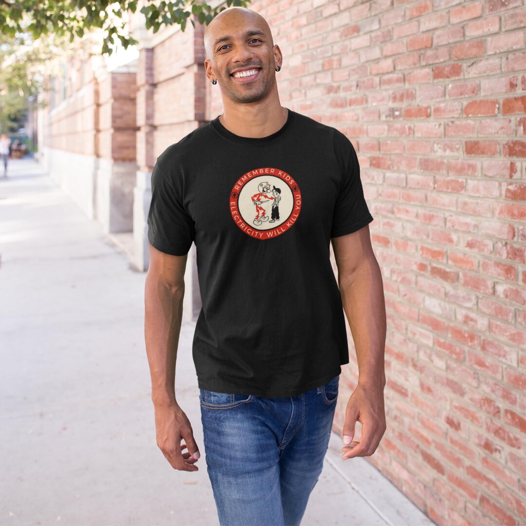 Retro Vintage Electricity Warning Graphic T-shirt, Funny Electric ...