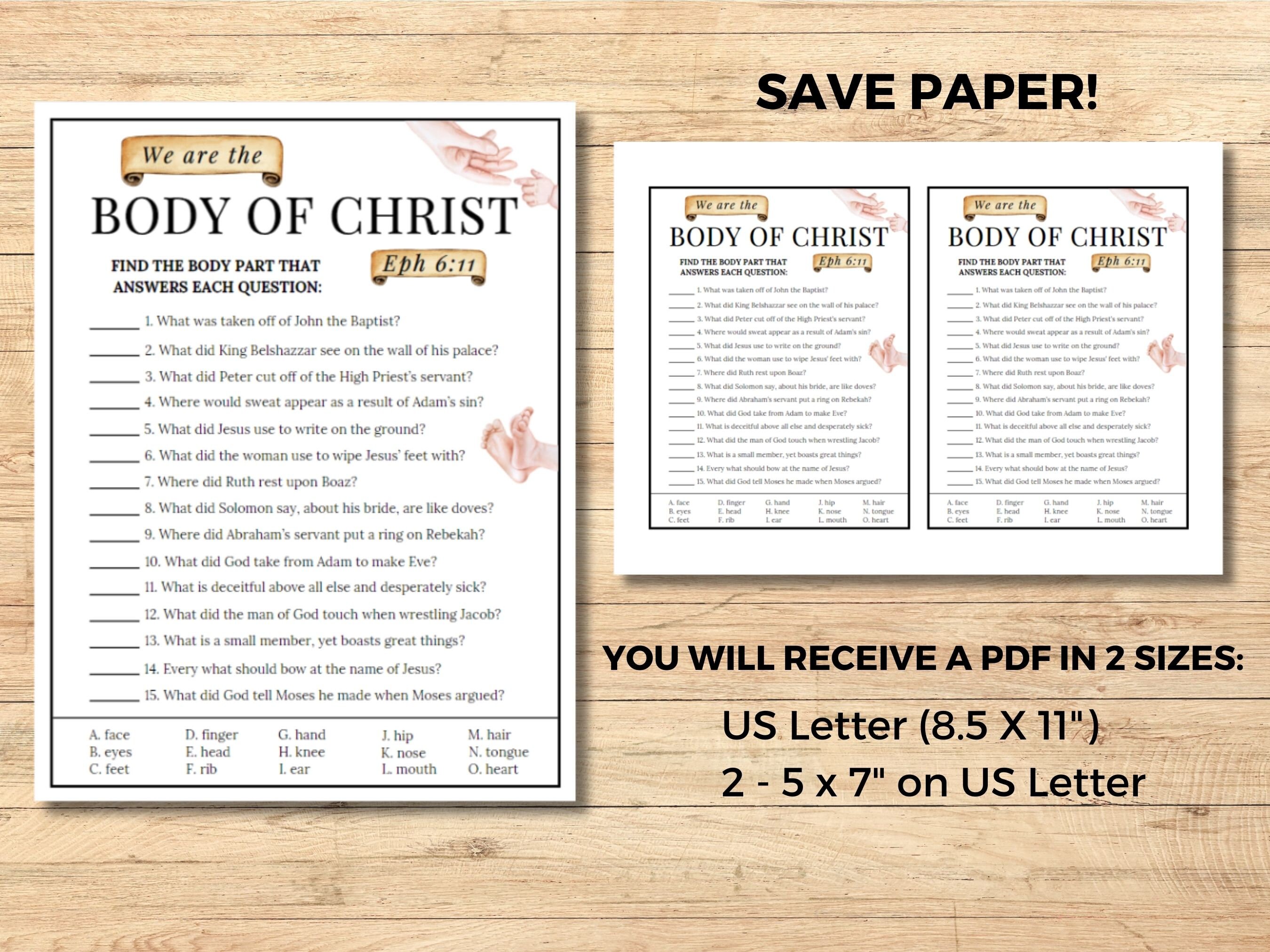 Bible Games for Kids | Body of Christ | Kids Bible Study Game ...