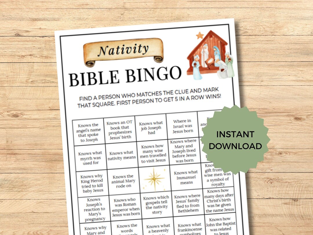 Christmas Bingo Nativity Bingo Nativity Printable Bible Games for Kids ...