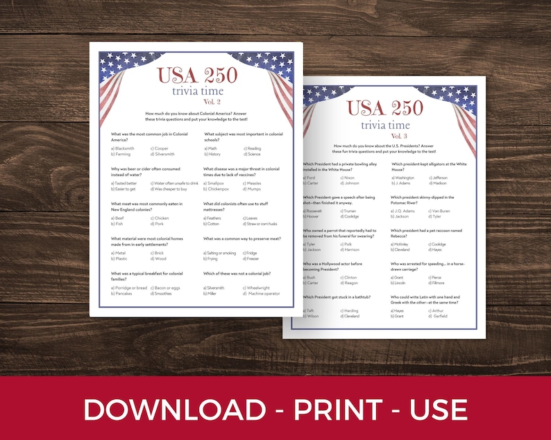 250th Anniversary 4th of July Trivia, America Funny Patriotic Trivia ...