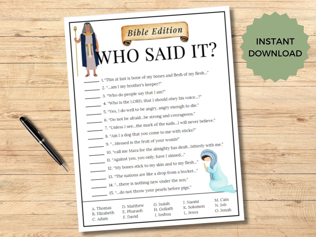 Bible Games for Kids | Who Said It | Kids Bible Study |group Activity ...