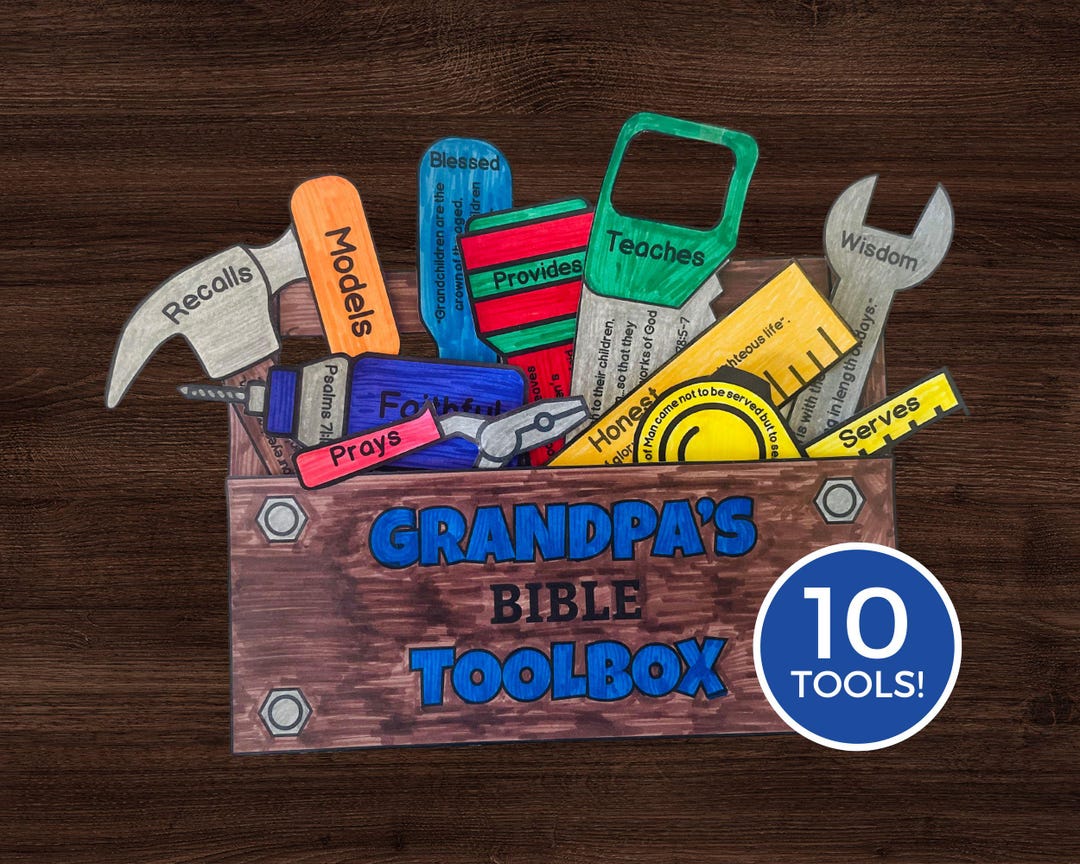 Grandparents Day Craft, Printable Bible Toolbox for Grandpa, DIY ...