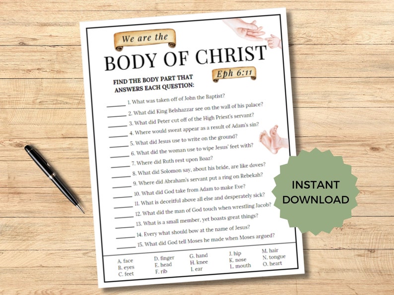 Bible Games for Kids | Body of Christ | Kids Bible Study Game ...