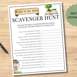 Bible Games for Kids | Scavenger Hunt Books of the Bible | Kids Bible ...