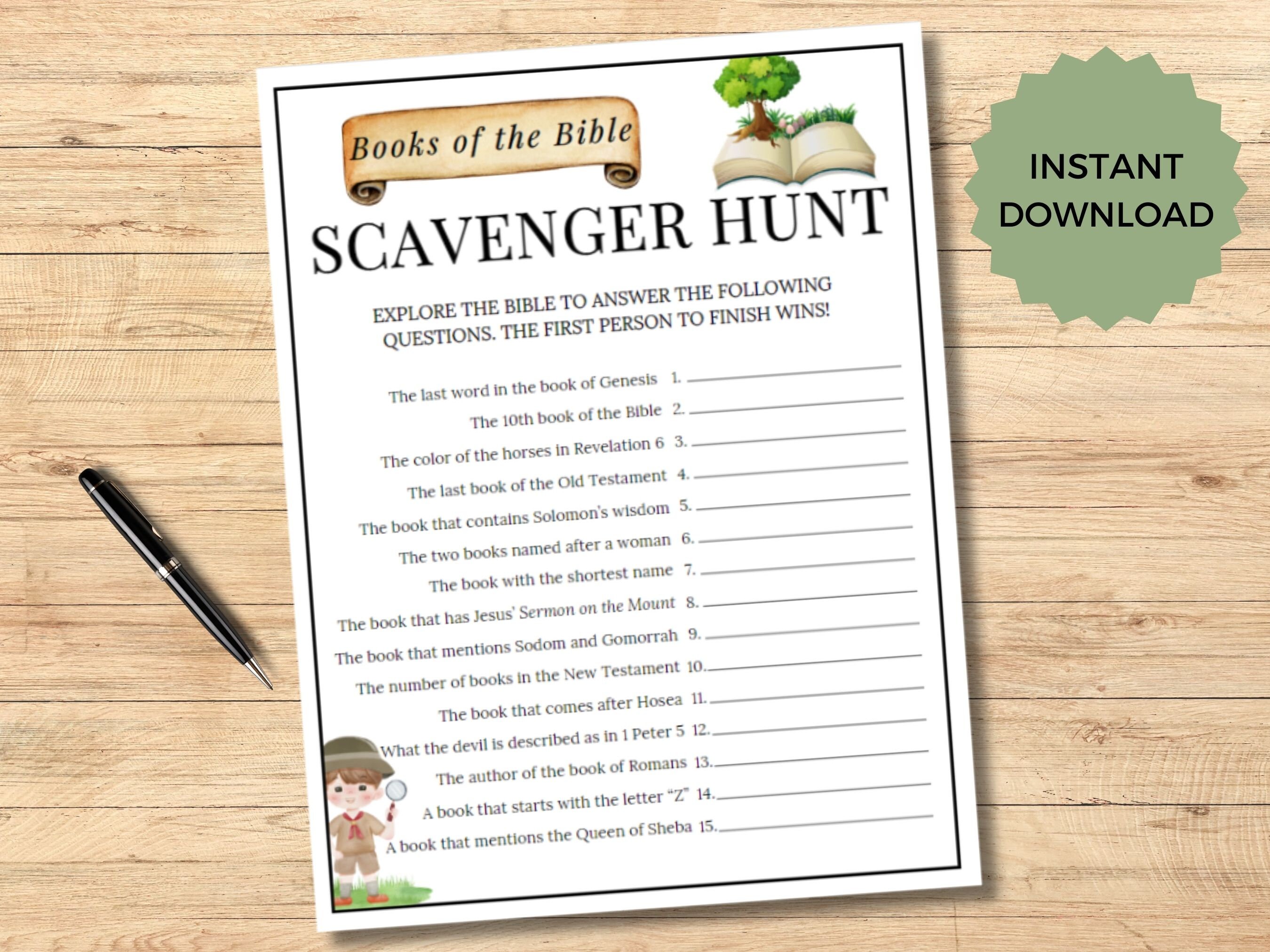 Bible Games for Kids | Scavenger Hunt Books of the Bible | Kids Bible ...