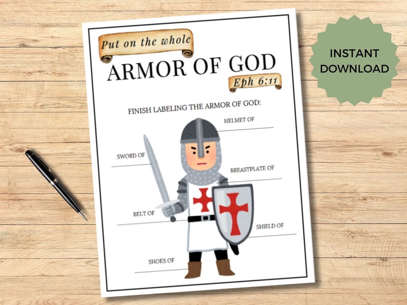 Armor of God Bible Games for Kids Kids Bible Study Game Christian Games ...