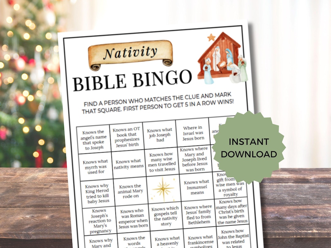 Christmas Bingo | Nativity Bingo | Nativity Printable | Bible Games for ...