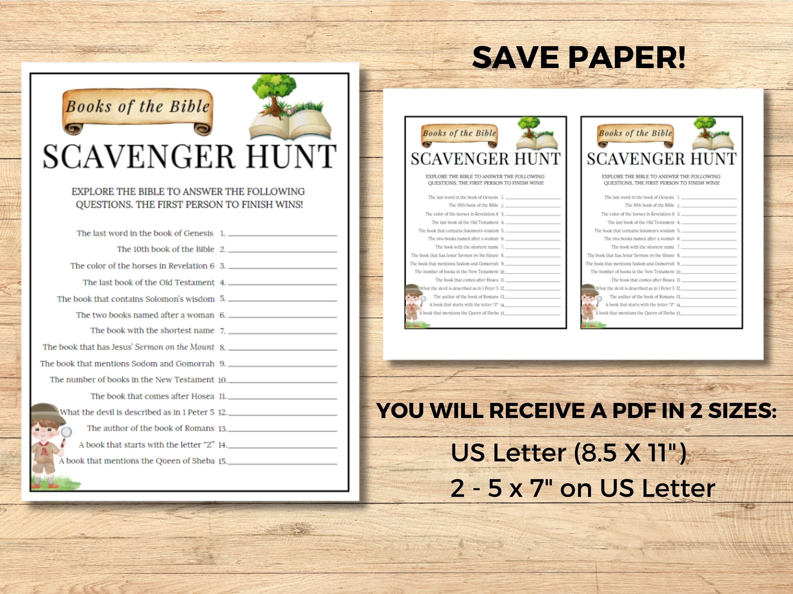 Bible Games for Kids | Scavenger Hunt Books of the Bible | Kids Bible ...