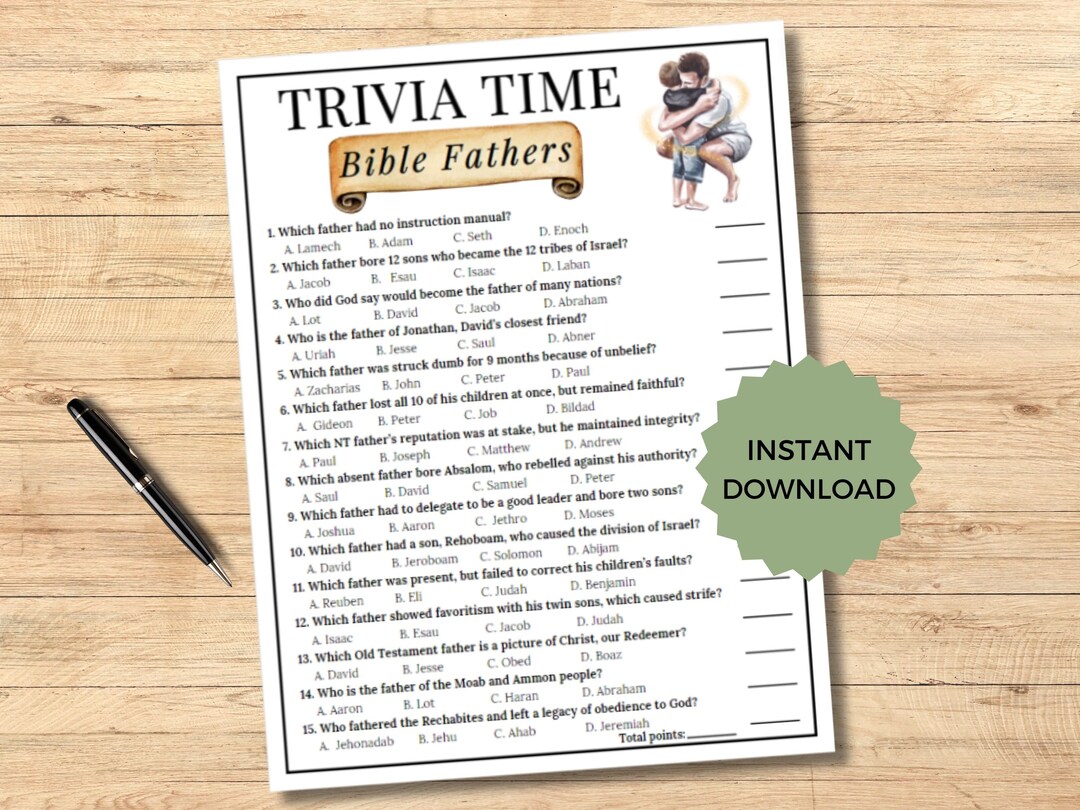 Bible Games for Kids Fathers Day Trivia Seminary Printables Family ...