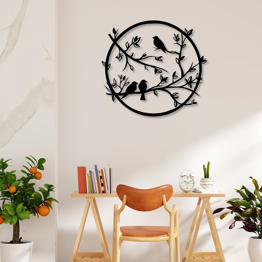 Metal Wall Art Birds on Branch Metal Bird on Tree Wall Art Nature ...