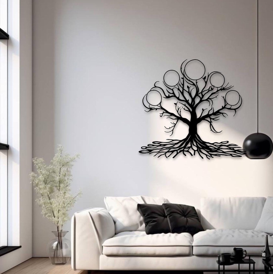 Metal Wall Art Family Tree Wall Decor Exclusive Minimalist Living Room ...