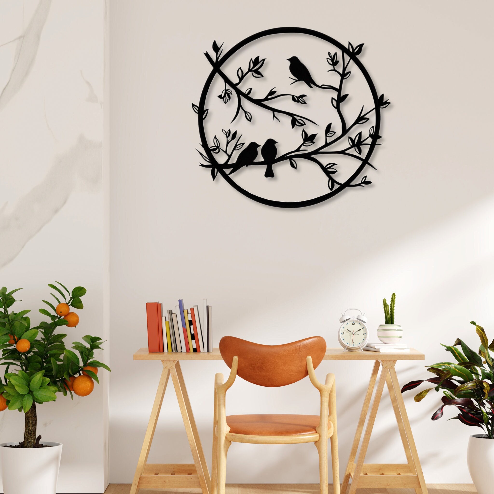 Metal Wall Art Birds on Branch Metal Bird on Tree Wall Art Nature ...