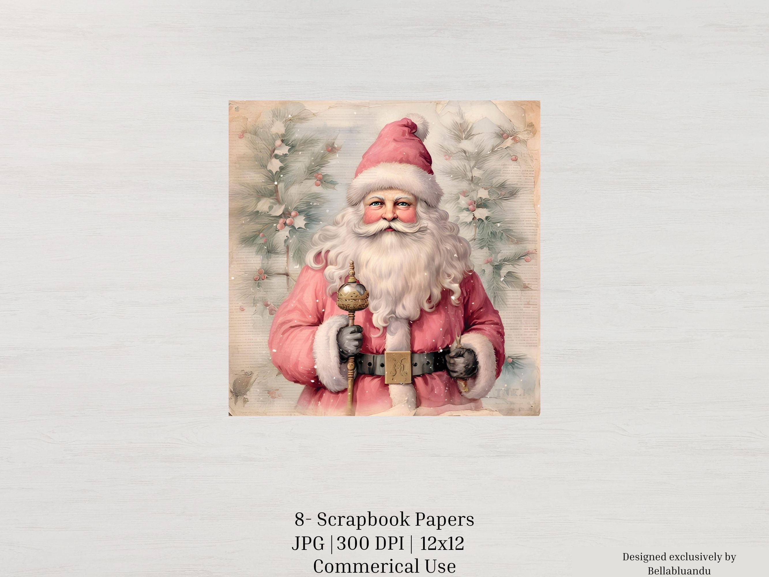 Printable Vintage Pink Santa Collage Sheets Perfect for Junk Journals ...