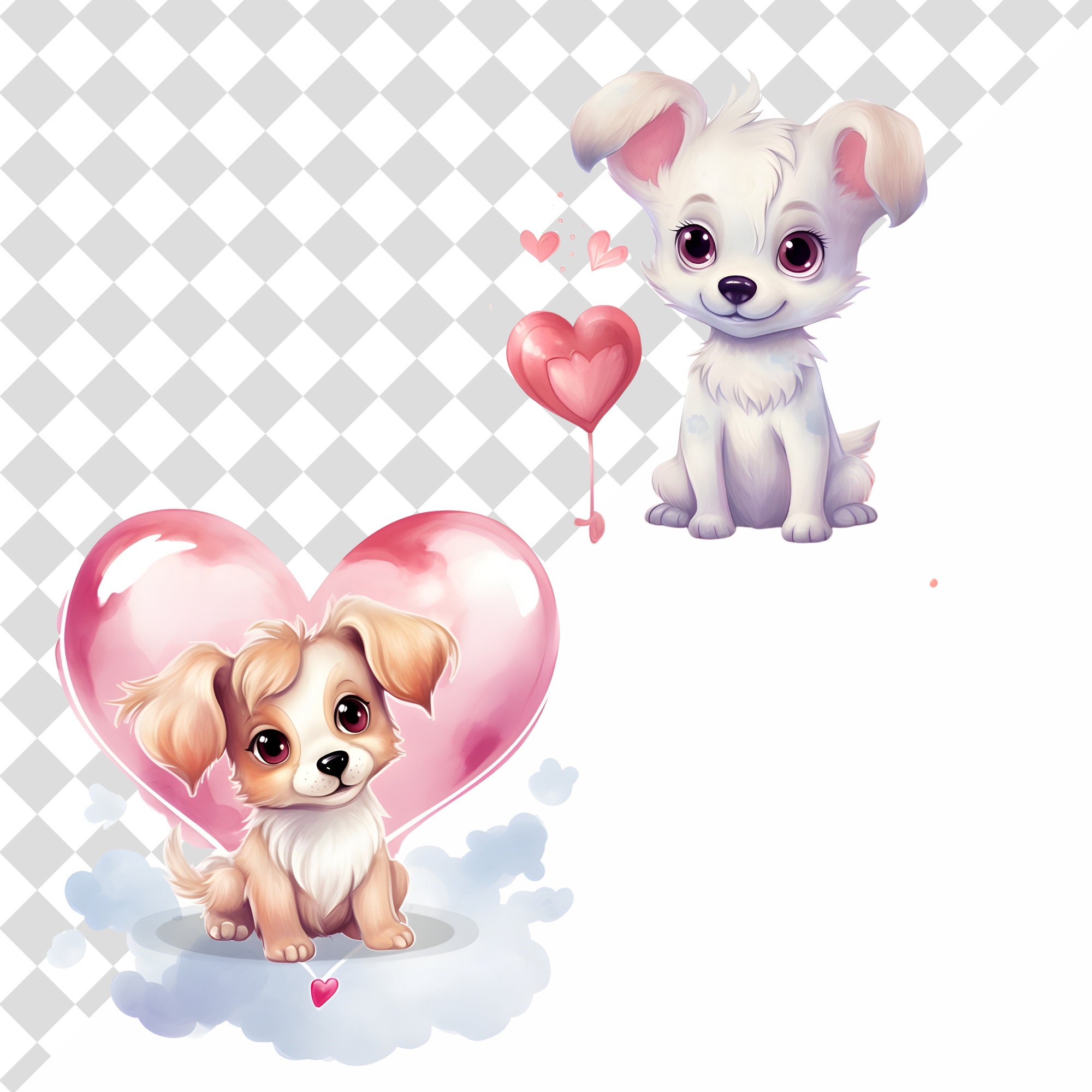 Puppy Dog Valentines Day Clipart PNG Transparent Instant Digital ...