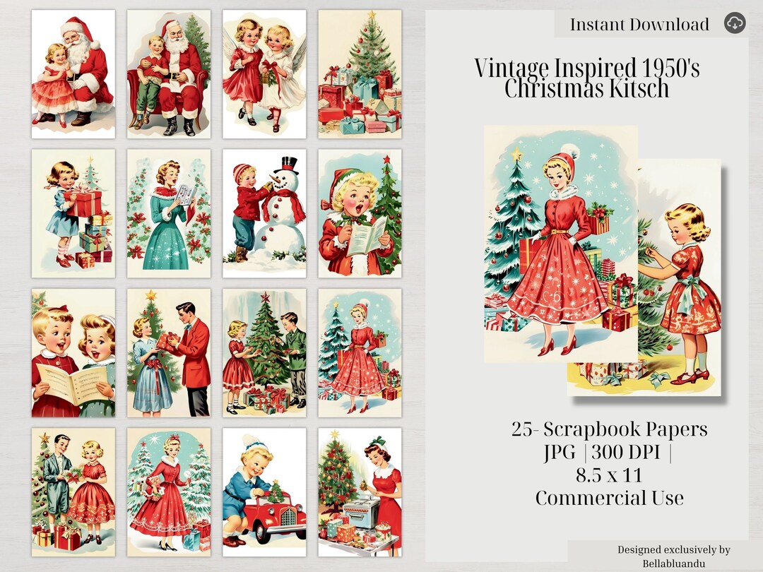 Vintage Inspired 1950’s Retro Kitsch Christmas Digital Download ...