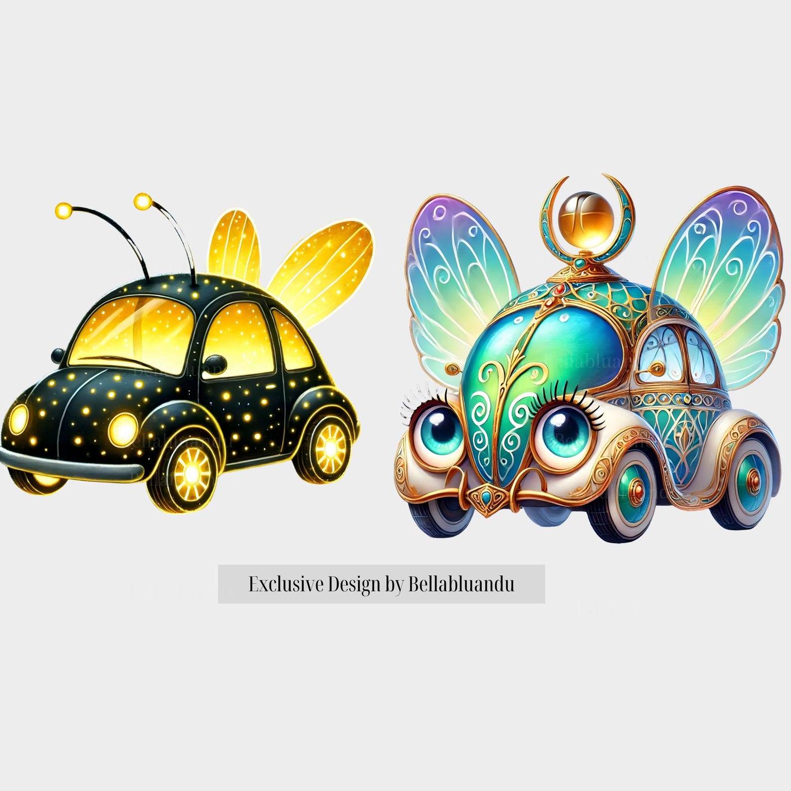 Whimsical Bugs Clipart: Butterfly, Ladybug, Dragonfly (PNG Digital ...