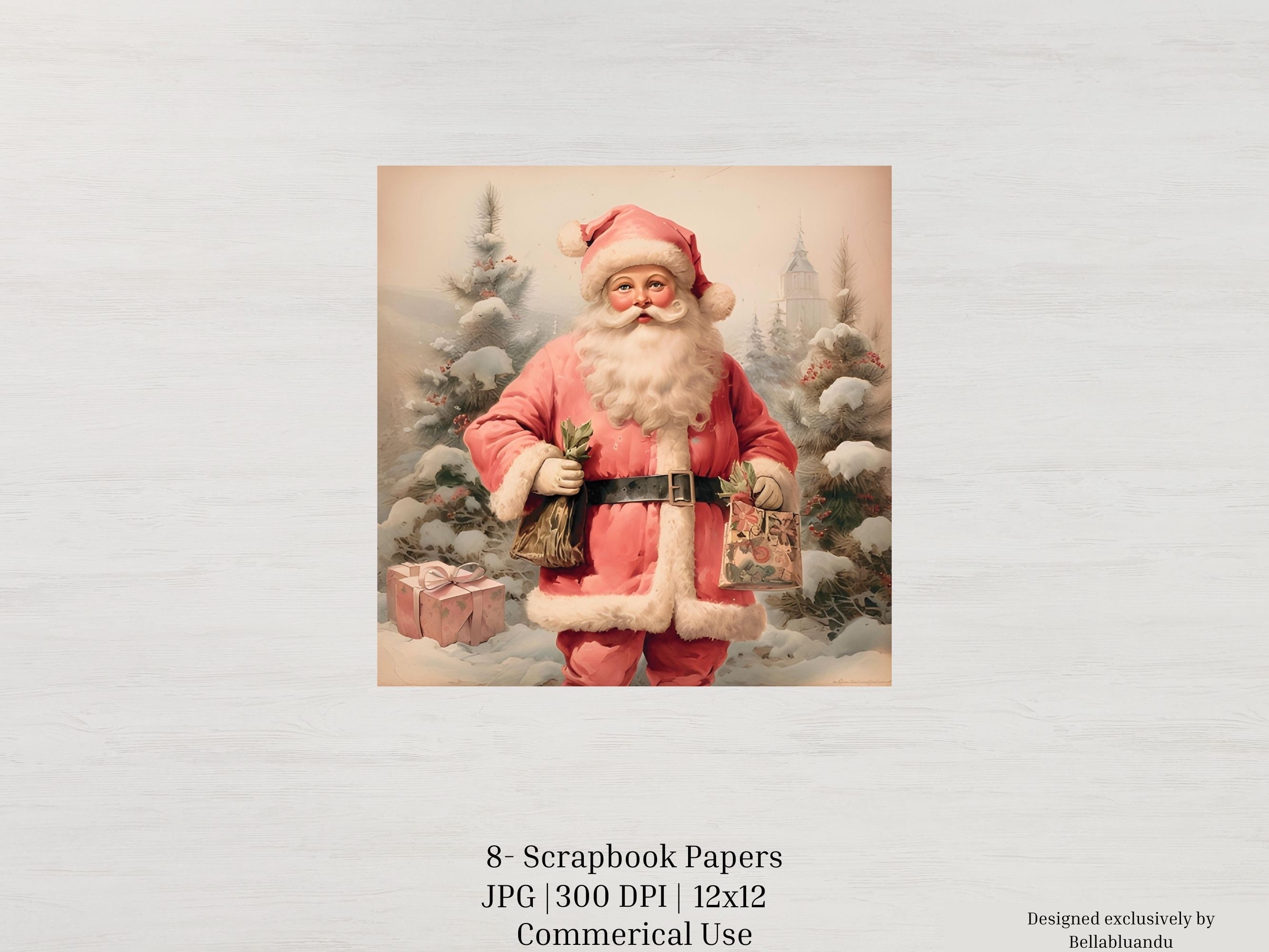 Printable Vintage Pink Santa Collage Sheets Perfect for Junk Journals ...