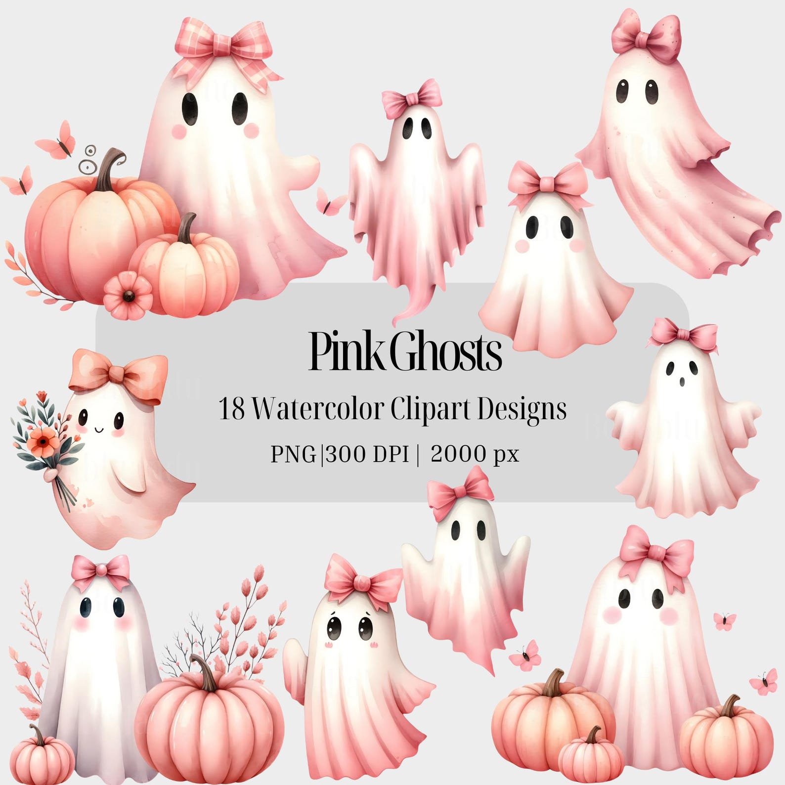 Pink Halloween Ghost Clipart for Spooky Season Sublimation PNG ...