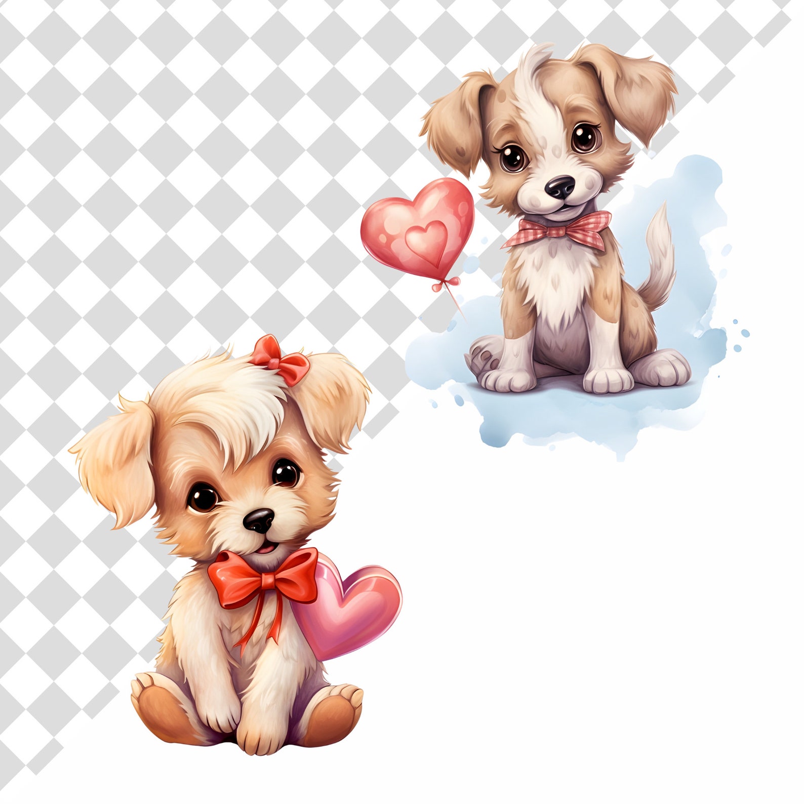 Puppy Dog Valentines Day Clipart PNG Transparent Instant Digital ...