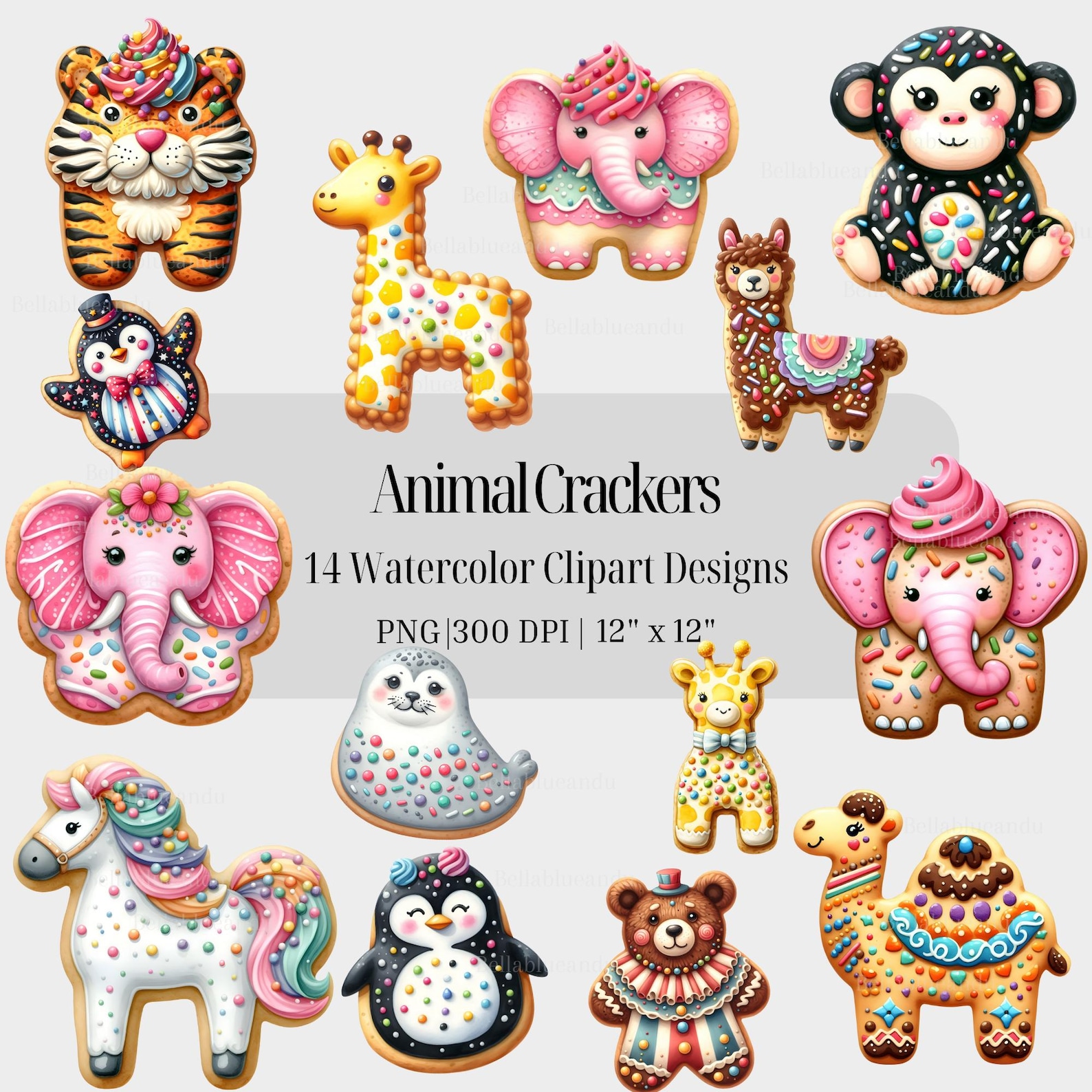 Animal Cracker Clipart: Circus Icing PNG (digital Download) - Etsy