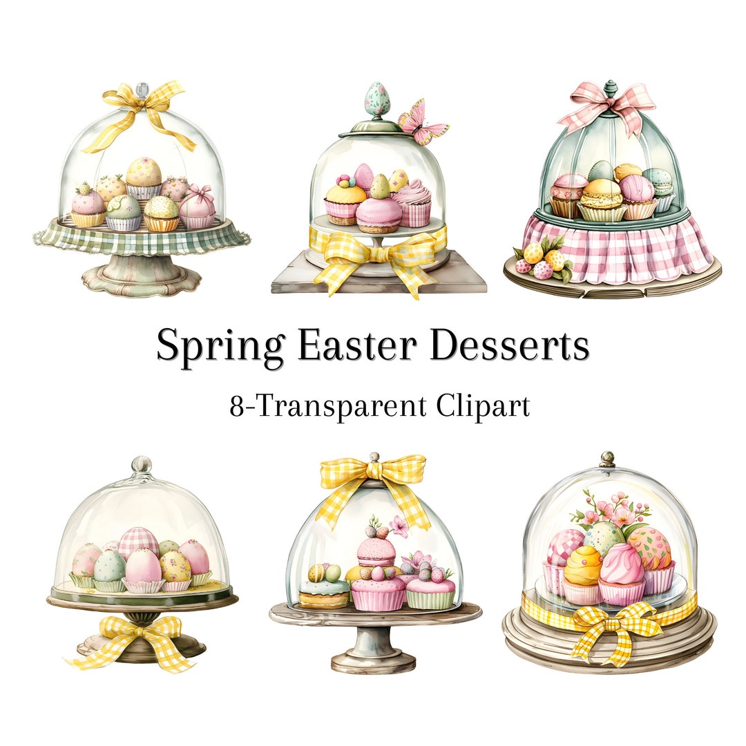 Easter Dessert Clipart: Pastel Desserts, Coffee Cafe (PNG Digital ...