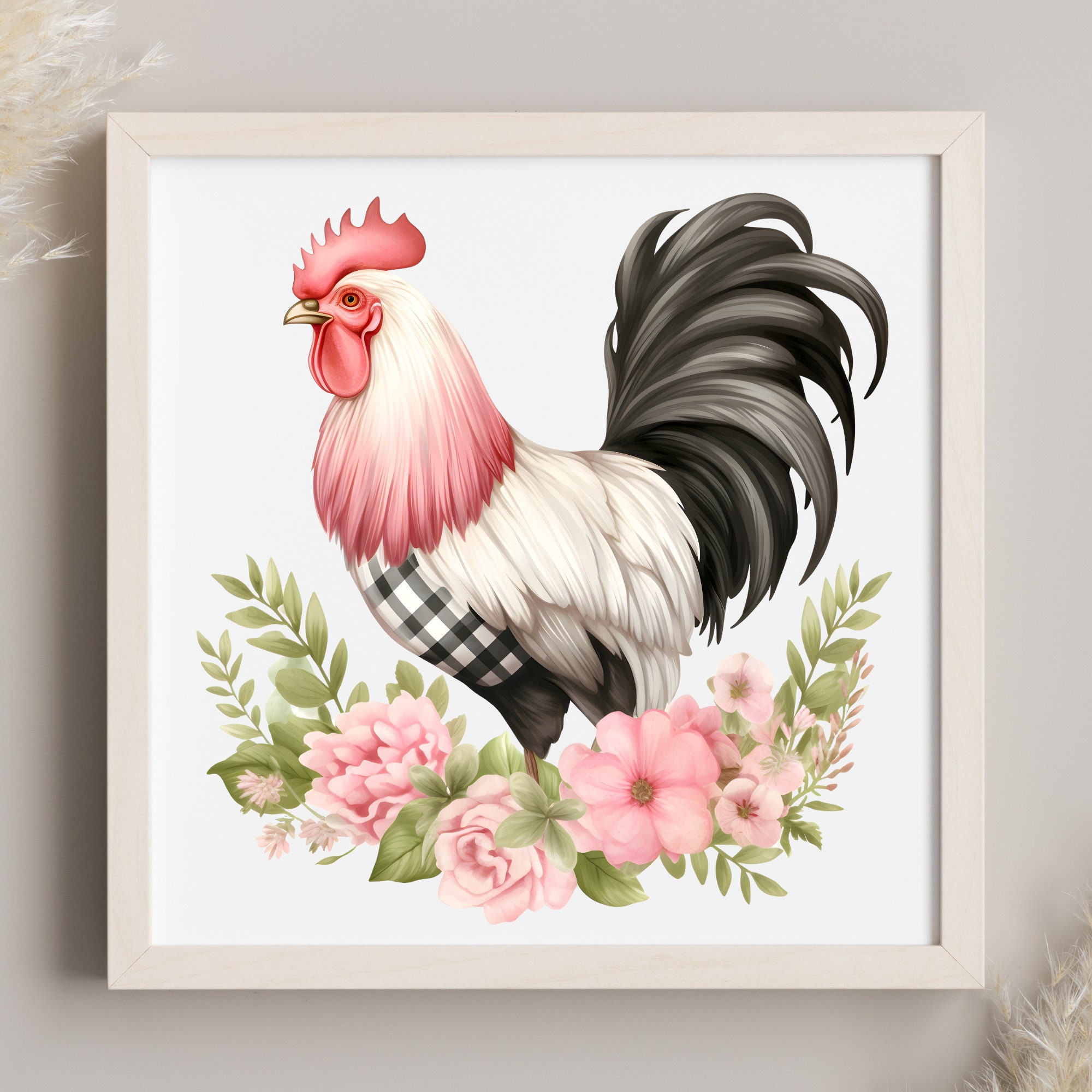 Plaid Rooster and Cow Clipart Transparent PNG Digital Download ...